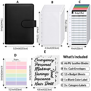 SKYDUE Budget Binder with Cash Envelopes & Expense Budget Sheets,Money Binder with Cash Envelopes for Budgeting and Saving Money(Black)