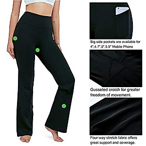 28"/30"/32"/34" Inseam Women's Bootcut Yoga Pants Long Bootleg High-Waisted Flare Pants with Pockets BlackFlare_30_Medium Black