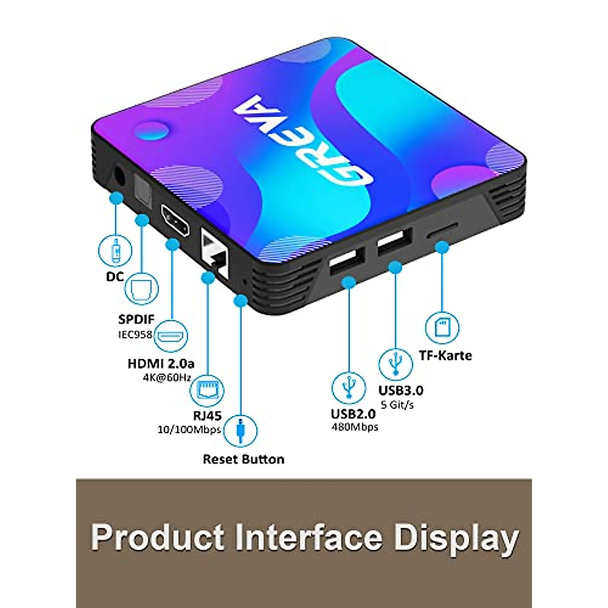 Android TV Box 11.0 4GB RAM 32GB ROM Support Dual Band WiFi with Backlit Keyboard 4K HDR Smart Streaming Media Player BT 4.1 H.265 Set Top Blue