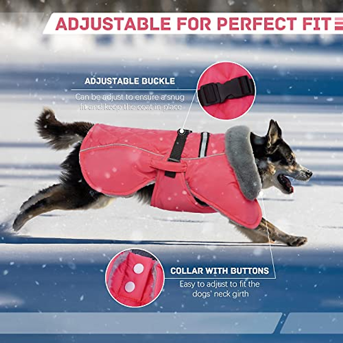 IECOii Dog Winter Clothes, Warm Dog Winter Sweater, Dog Fleece Jacket with Turtle Neck, Dog Waistcoat for Large Dogs Winter Fits for Pitbull, Border Collie, Samoyed, English Bulldogs, XL