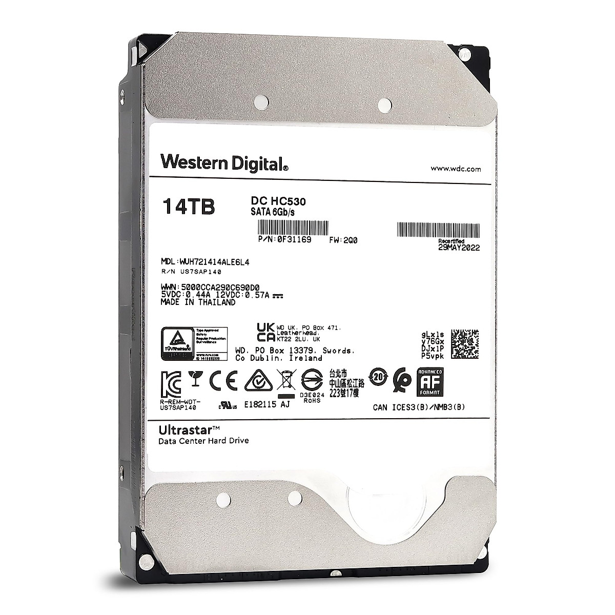 Western Digital 14TB Ultrastar DC HC530 SATA HDD - 7200 RPM Class, SATA 6 Gb/s, 512MB Cache, 3.5" - WUH721414ALE6L4 (Renewed)