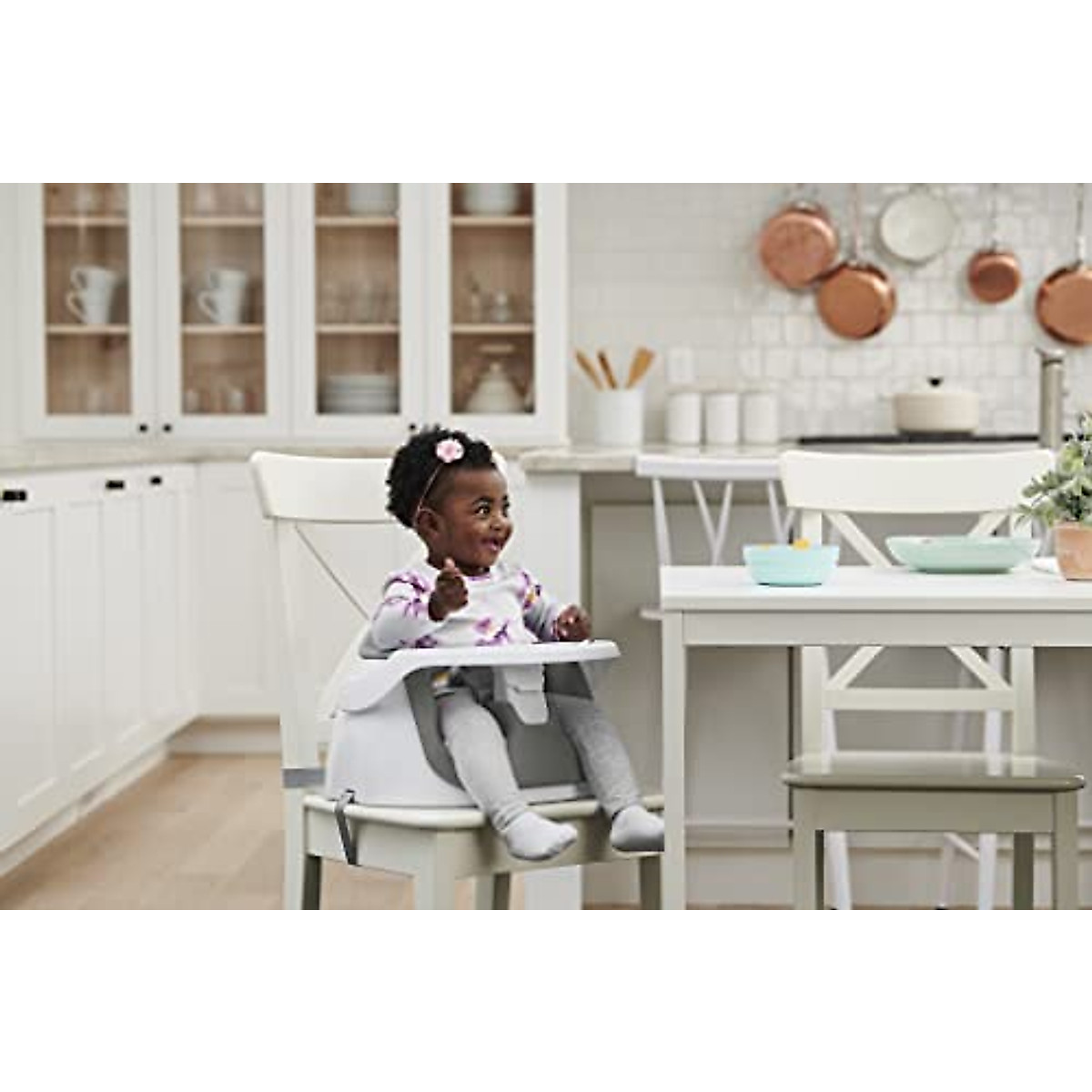 Regalo 2-in-1 Booster Seat and Grow with Me Floor Seat with Removable Feeding Tray, Indoor and Outdoor Activity Chair, Gray