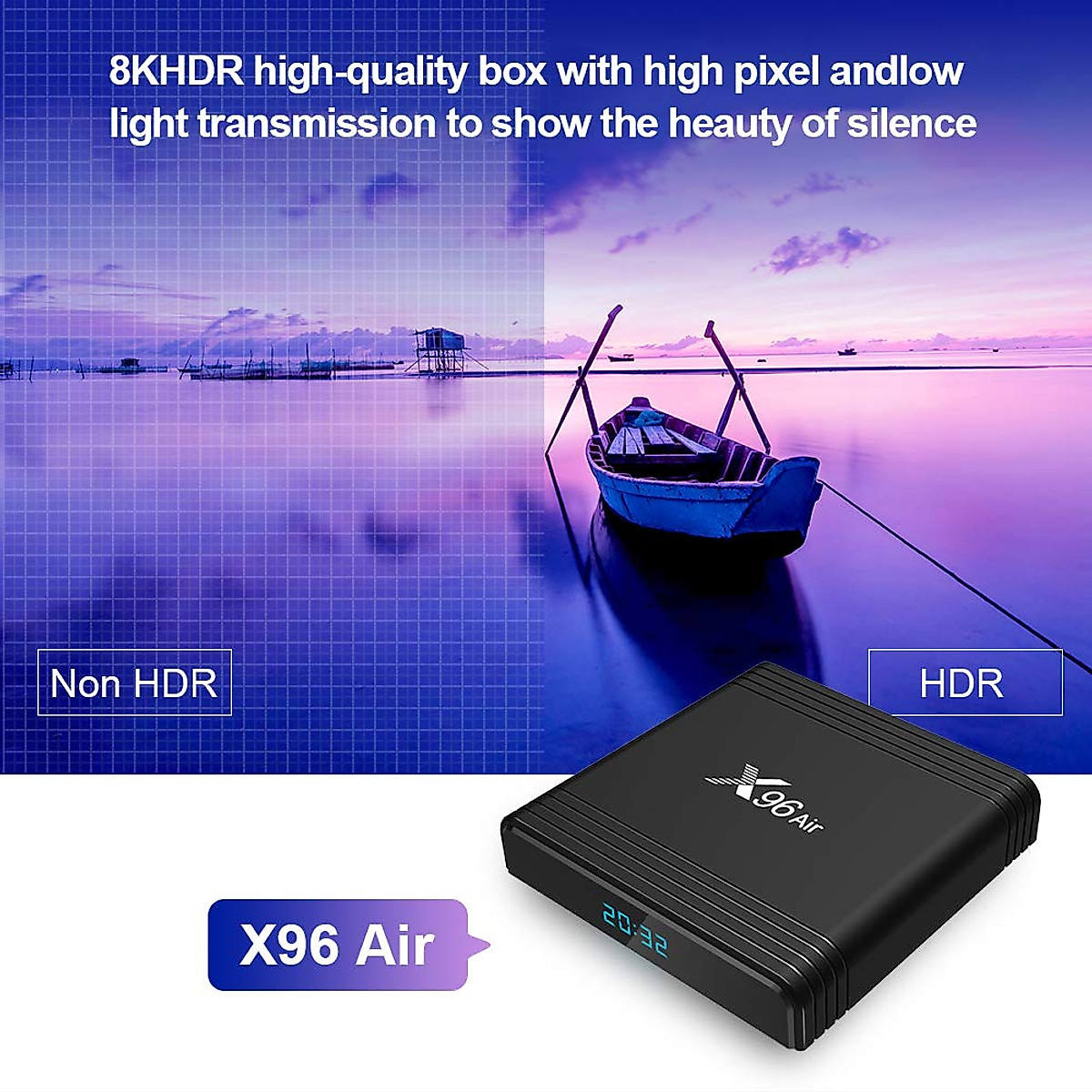 Xilibod Android 9.0 TV Box 2GB RAM/16GB ROM, Amlogic S905X3 64-bit Quad core ARM, G31 MP2 GPU Processor,H.265 Decoding 2.4G WiFi Smart TV Box - Model No.: X96 Air 2GB 16GB