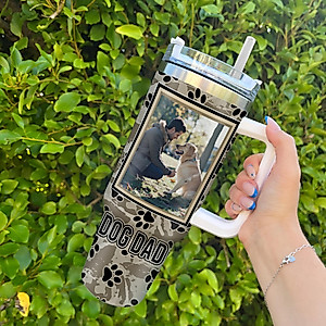 Hyturtle Personalized Pictured Dog Dad 40oz Tumbler with Handle and Straw Gifts for Dog Lovers, Birthday Father's Day Cup Gifts For Men, Best Gift Idea for Dogs Dad Stainless Steel Custom Cup With Lid