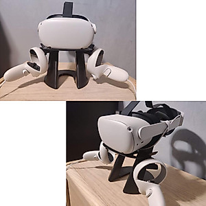 VR Stand for Oculus Quest 2, VR Headset Display Holder and Controller Holder Mount Station with Cable Velcro Strap for Oculus Quest/Quest 2/Rift/Rift S/GO/HTC Vive/Vive Pro/Play Station VR