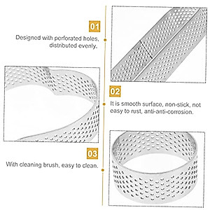 BESTOYARD 5 Pcs pastry mold Rings square cake ring tart baking pan perforated molds round tart ring fruitcakes Pastry Ring dessert molds corn cake perforation 304 stainless steel to rotate