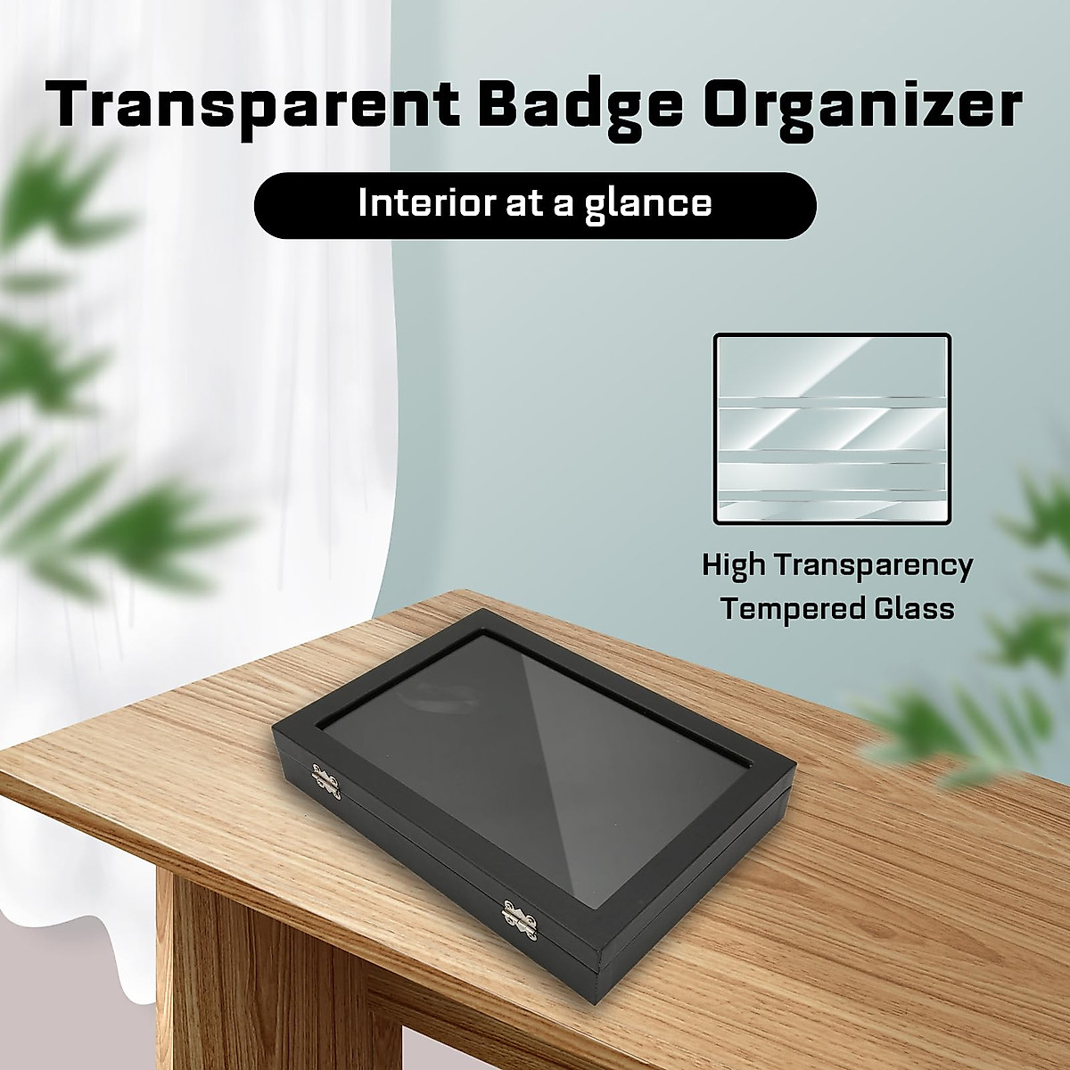 Dustproof Pin Display Case, 28x20x5cm Shadow Box Frame with Locking Buckle, Sponge Lining Medal Collection Display with Glass Door, for Enamel Pin, Badge, Military Medals, Beach Tags, Jewelry