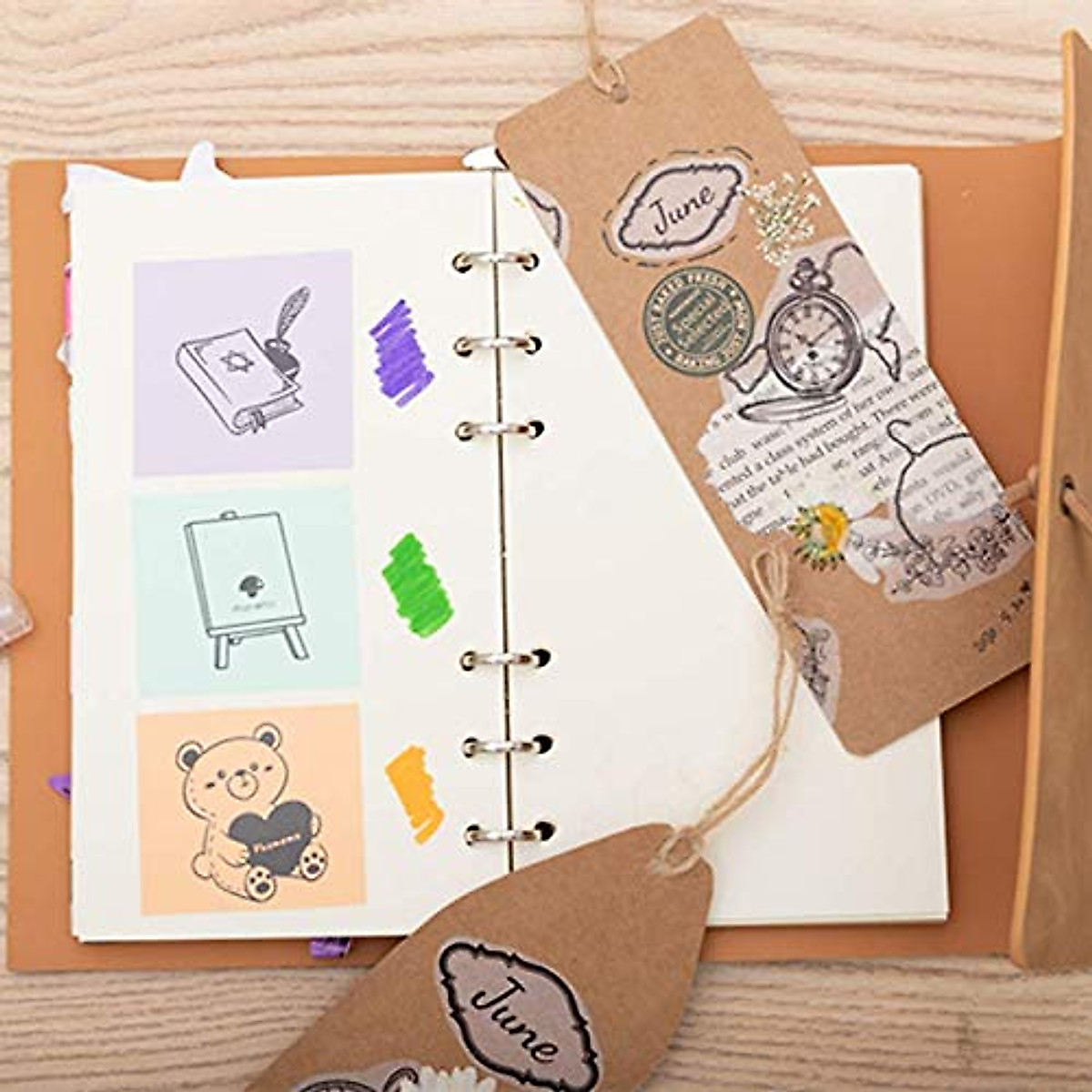 Phomemo Colorful Thermal Sticker Paper M02/M02 Pro/M02S/M03 Mini Printer, Black Character on Mint Green/Purple/Orange, 50mm x 3.5m, Diameter 30mm, 3 Rolls