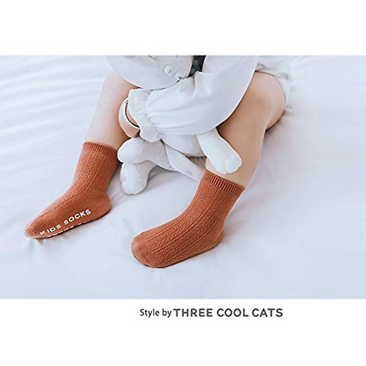 QandSweet Baby Boy Combed Cotton Socks Toddler Ankle Sock Non-Skid for Newborn Infant Childrens (0-6M, 9 Colors)