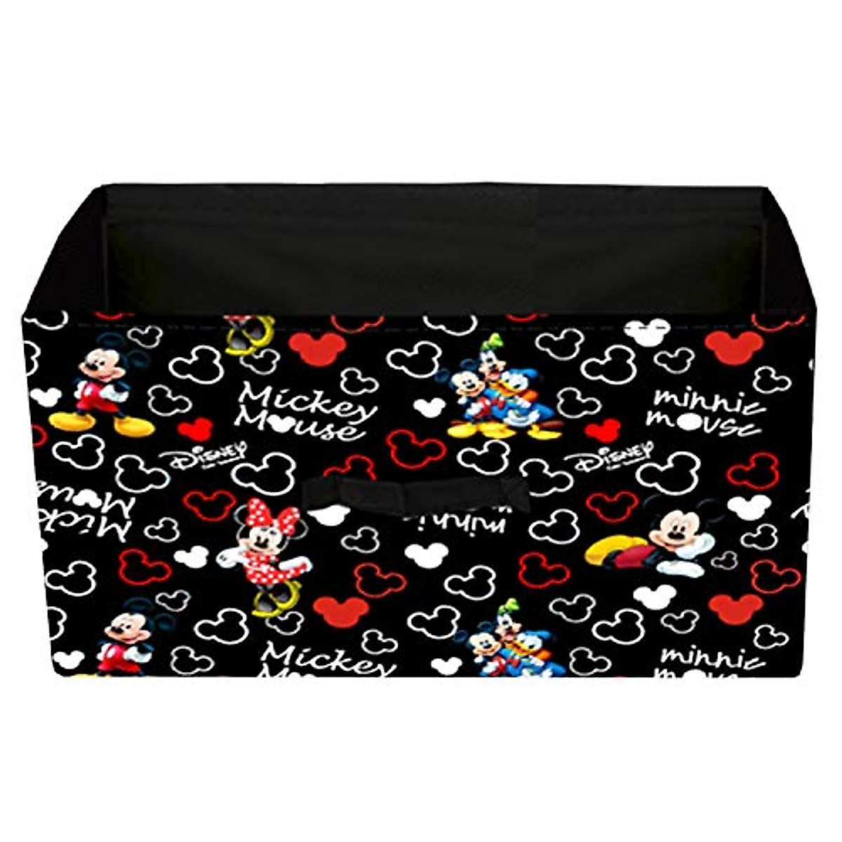 Kuber Industries Disney Mickey Print Non Woven Closet Organizer Box with Handle|Wardrobe Organizer Cube|Easily Collapsible|Size 42 x 29 x 22 CM|Pack of 2 (Black)-KUBMART16027