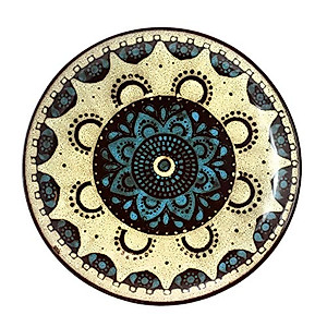 Elama CLAYHEART16 Clay Heart 16 Piece Luxurious Stoneware Dinnerware with Complete Setting for 4, 16pc, pc, Tan, Blue, Brown