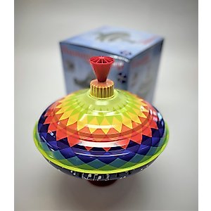 Classic Choral Multicolor Spinning Tin Top Toy from KsmToys The Funny Buzzing Multitaonal Hum Gets Louder As The Top Spins Faster, 9x9x9 Ages 18 m+