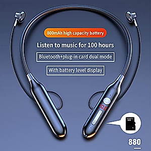 Cloudro Wireless Bluetooth Headset Neck-Mounted Earbuds - Built-in Microphone Wireless Waterproof Headset Semi-in-Ear Bluetooth Headset - Home Office Outdoor Sports Work Out Game Running Use, Black