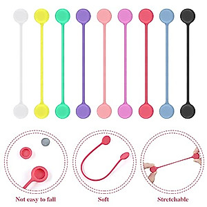 18 Pack Magnetic Cable Ties, Silicone Cable Management Ties Reusable Magnetic Cord Ties Magnetic Cable Organizer for Organizing, Fridge Magnets, book Markers