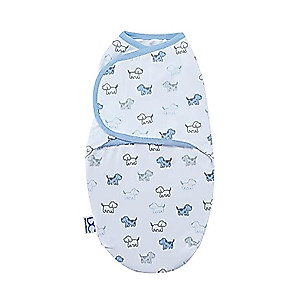 Delta Children Little Lambs Adjustable Swaddle Wrap - 100% Cotton - Size Extra Small, Fits Babies 0-3 Months/4-7 lbs., 1-Pack, Boy, Blue