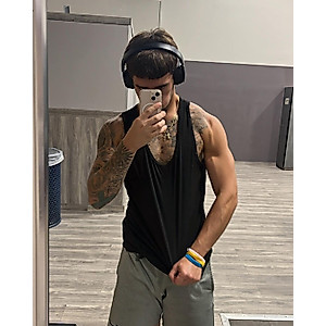 KAWATA Men's 3 Pack Dry Fit Workout Tank Top Gym Muscle Tee Fitness Bodybuilding Sleeveless T Shirts