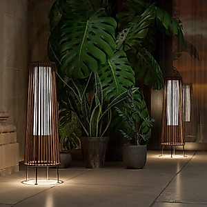 Grand patio Outdoor Floor Solar Light 2-Pack, All-Weather Wicker Solar Patio Lamp Waterproof Outside Solar Deck Lamp for Porch, Yard, Garden, Lawn Decorations - Dark Brown, Gordes 2 PCS