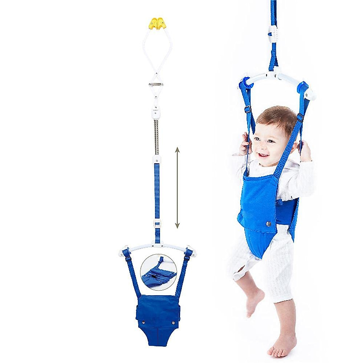 Xiangtat Baby Door Jumper, Playful Parade Door Jumper Door Clamp Adjustable Strap for Toddler Infant 6-24 Months (Blue)
