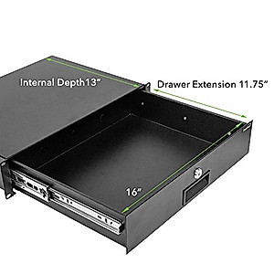 NavePoint Server Cabinet Case 19 Inch Rack Mount DJ Locking Lockable Deep Drawer with Key 2U