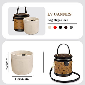 Soyizom Felt Purse Organizer Purse Insert Fits Cannes Cylinder Bag Insert Tote Organizer for Women Purse Liner Purse in Purse,Beige