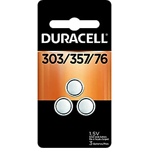 Duracell 303/357/76 Silver Oxide Button Battery, 3 Count Pack, 303/357/76 1.5 Volt Battery, Long-Lasting for Watches, Medical Devices, Calculators, and More