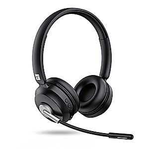 TZS Bluetooth Headphone for Computer, Wireless Headset with Noise Cancelling Mic for PC, 36H Lightweight On Ear Headphone with Mute Button, Suitable for Remote Working/Call Center/Online Class