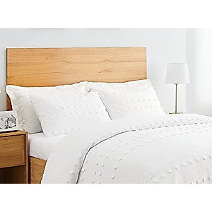 Sweet Jojo Designs Boho Shabby Chic Bohemian Ivory Textured Tufted Duvet Comforter Cover and Sham 3 pc. Full Queen Size Bed Bedding Set Bedroom Neutral Modern Polka Dot Beige Urban Tufted Off White