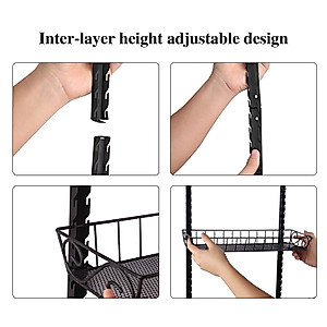 SWOMMOLY Adjustable Wall Mount Spice Rack Organizer, 12-Tier Dual-use (Multi-use) Hanging Spice Shelf Storage for Kitchen Pantry Cabinet Door, Seasoning Holder Organizer, Black