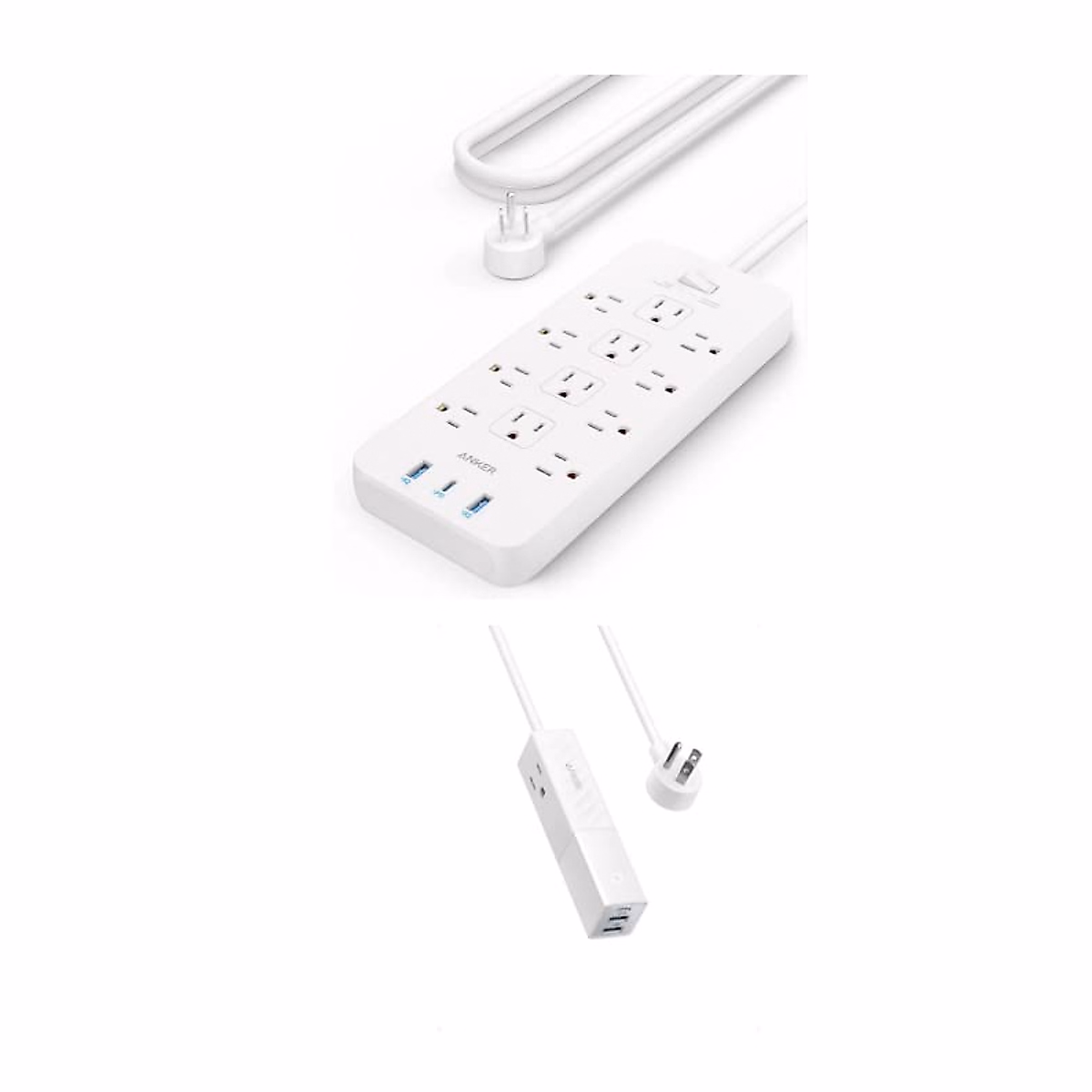 Anker Power Strip Surge Protector (2100J), 12 Outlets with 1 USB-C and 2 USB Ports and Travel Power Strip USB C, Anker 511 USB Power Strip, 2Outlets & 3USB Ports, 5ft Soft Extension Cord