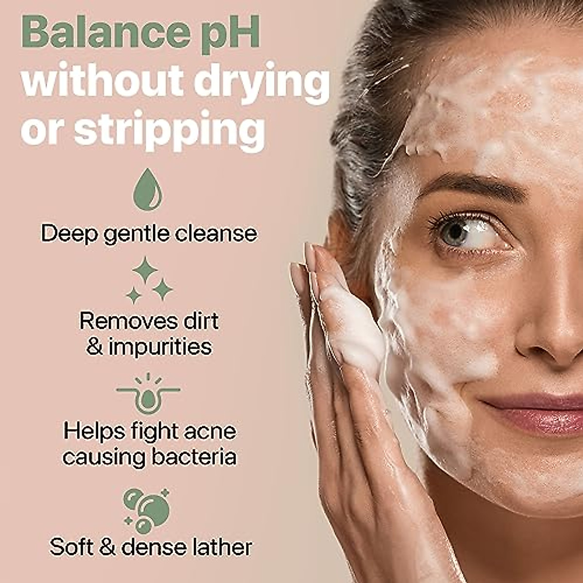 Foaming Face Wash - Peppermint Tea Tree Foaming Cleanser, Made with Hydrating Ingredients, Acne Face Wash for Women & Mens, Men Face Wash for Acne, Acne Cleanser, Natural Face Wash For Oily Skin