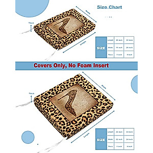 Outdoor Chair Seat Covers Set of 4,Leopard High Heels Animal Skin Print Waterproof Chair Seat Covers for Dining Room Kitchen,Vintage Flower Leaves Removable Washable Chair Seat Protector with Straps