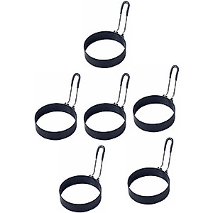 S.SARI 6 Pieces Egg Rings Poachers Nonstick Stainless Steel Egg Rings For Breakfast Omelet McMuffins Pancakes, Sandwiches and more