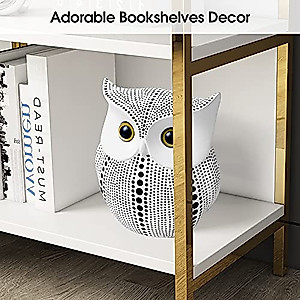 Owl Statue for Home Decor Accents Office Decoration, APPS2Car Handmade Polka Dots Buhos Modern Bird Figurine for Indoor Book Shelf Desktop Cabinet Fireplace Mantel Living Room Bedroom Ornament (White)