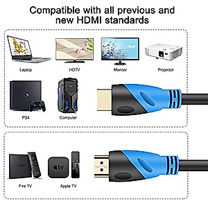 Rommisie 4K HDMI Cable 50FT (HDMI 2.0,18Gbps) Ultra High Speed Gold Plated Connectors,Ethernet Audio Return,Video 4K,FullHD1080p 3D Compatible with Xbox Playstation Arc PS3 PS4 PS9 PC HDTV