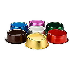 KitchenDance Disposable Colored Aluminum Foil Baking Pan with Lid - 5 Ounces Heavy Duty Baking Cups Perfect for Desserts, Creme Brulee, Flan, Mini Cakes - Pack of 100#A41 (Gold, Flat Lids)