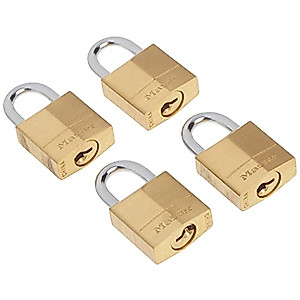 Master Lock Padlock, Solid Brass Lock, 3/4 in. Wide, 120Q (Pack of 4-Keyed Alike)