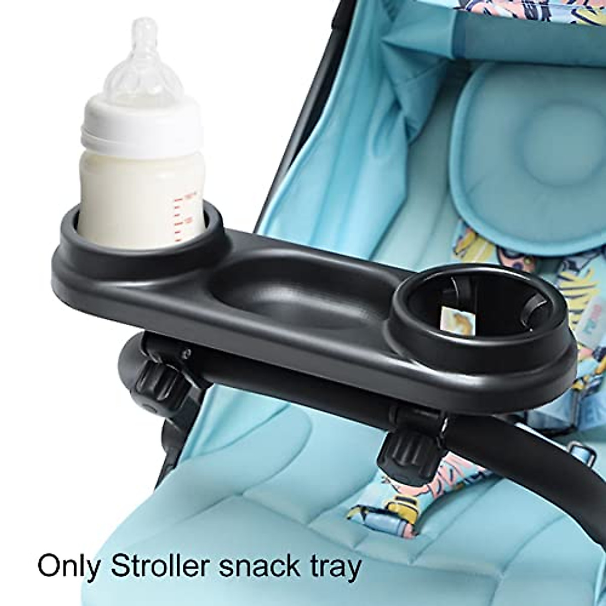 Stroller Snack Tray, 3 in 1 Stroller Cup Holder Clip On Removable Universal Stroller Snack Catcher and Drinks Holder Non Slip (Black)