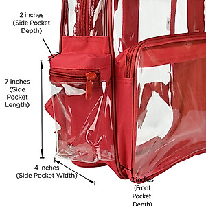DALIX Clear Backpack Bags Smooth Plastic in Red