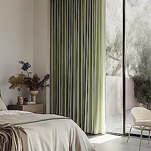 MIULEE Linen Textured 100% Blackout Curtains for Bedroom 84 Inches Long Sage Green Thermal Insulated Black Out Curtains/Draperies with White Liner for Living Room/Nursery, Grommet Top, 2 Panels