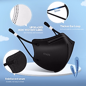 WWDOLL Kids KN95 Face Mask 25 Pack, 5-Layers Breathable KN95 Masks for Children, Black