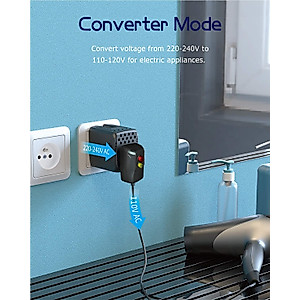2000Watt All in One Step Down Voltage Converter 220V to 110V for Hair Dryer Steam Iron Cell Phone Laptop, Travel Plug Adapter Dual USB Combo US to Europe Israel UK Italy Spain Asia Over 160 Countries
