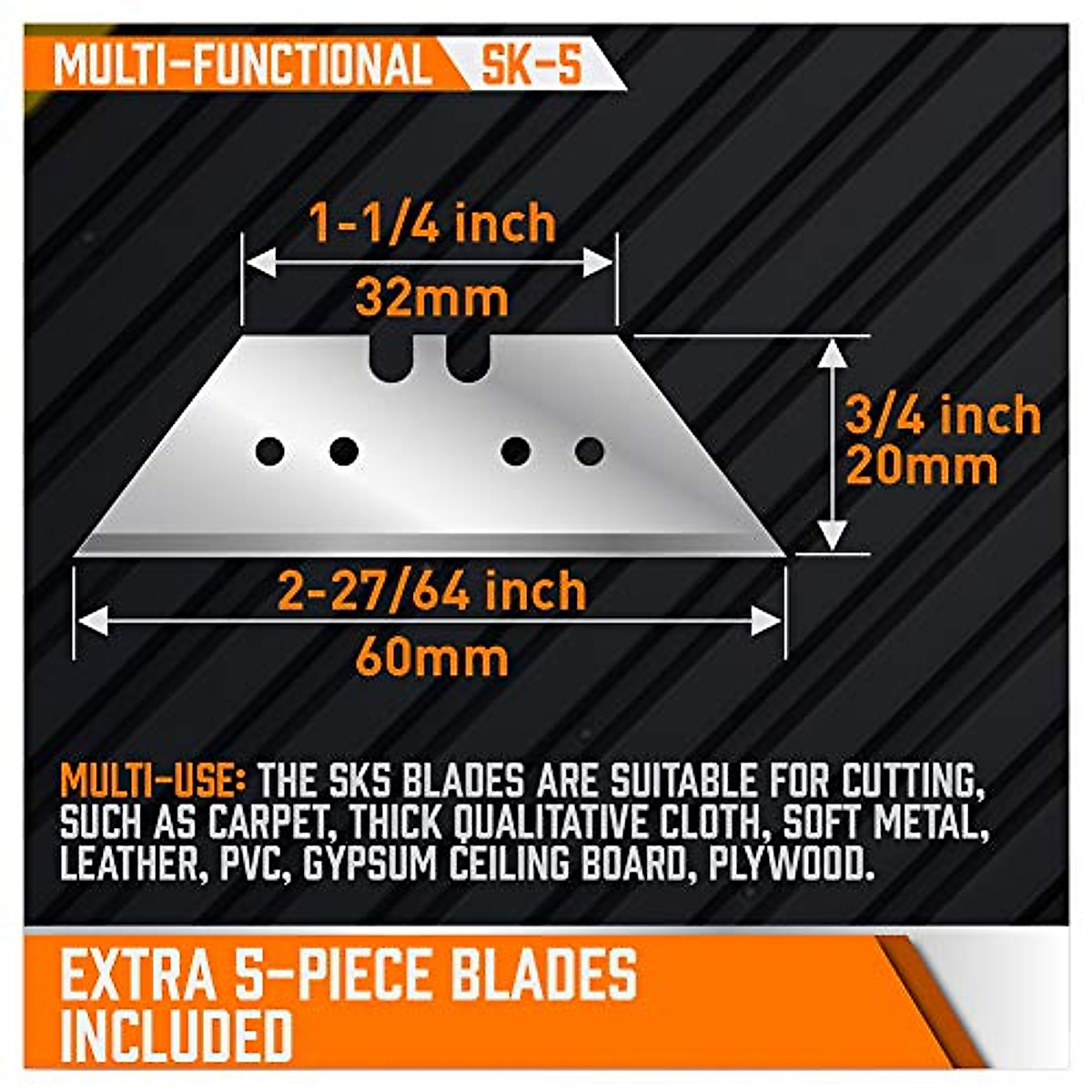 HORUSDY Utility Knife Retractable, Box Cutter Retractable with 5 Extra lades Included