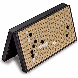 Medium Magnetic 19x19 Go Chess Set Game 11Inch/28cm Portable with Single Convex Plastic Stones and Go Board Classic Chinese Strategy for Kids & Adult