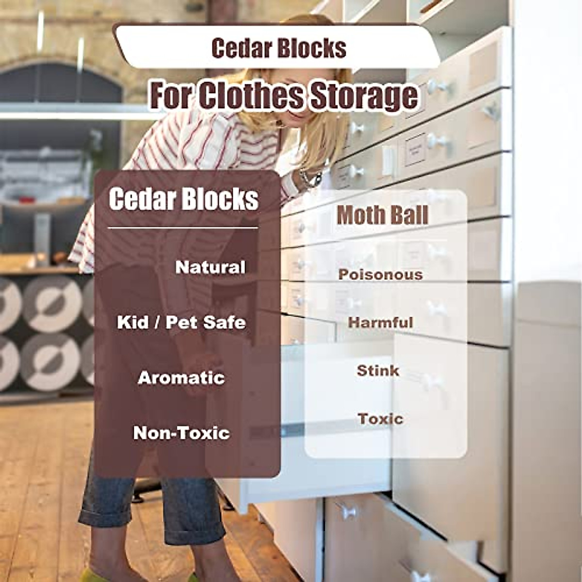 Aeroatiw Large-Sized Cedar Block for Clothing Storage, Natural red Cedar Hanging for Clothing Protection and 12 Cedar Hanging