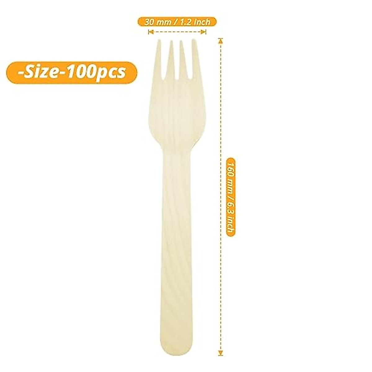 Sihuuu Disposable Wooden Forks, Natural Birch Wood Forks, Cutlery Taster, Green Plain Forks(100 PCS)