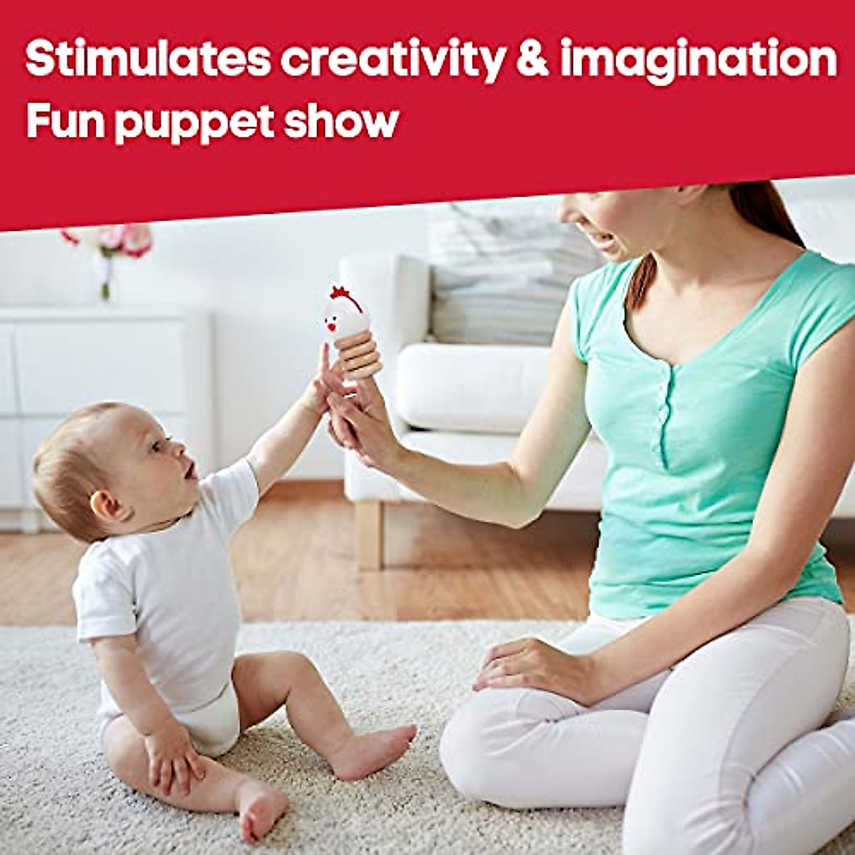 Kipod Wooden Baby Toy- Newborn Teething Toy & Wooden Baby Rattles 0-6 Months - All-Natural and Safe Material Wooden Rattle for Baby - Premium Wood Baby Teether Toy with Smooth Edges - Cute Chick