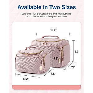 BAGSMART Travel Toiletry Bag, Large Wide-open Makeup Cosmetic Travel Bag for Toiletries with Handle, Pink-L