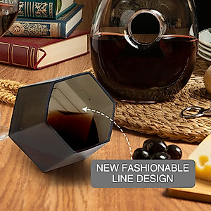 SUNGRACE Stemless Silicone Wine Glasse, Unbreakable and Portable, Unique Diamond Shaped, for Parties, Camping, Beaches or Travel (Transparent Black, 4 Pack)