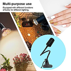 2PCS Clip Desk Lamp Holder, 9mm Flexible Aluminum Wire Neck Clip on Light, Adjustable Gooseneck E26/E27 Lamp Socket Clamp Desk Lamps, Clamp Reading Light Bulb for Reptiles Plant Grow Aquarium Light