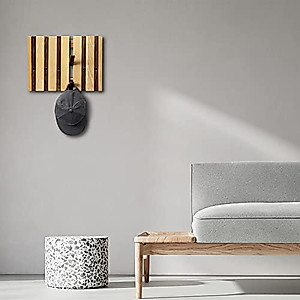 GOGREEBELL Natural Wood Wall Mounted Piano Coat Rack| Coat Rack Wall Mount| Flip Down Wall Hook Rack 12 Hooks| Entryway Wall Art Hook,Made of Beech and Black Walnut